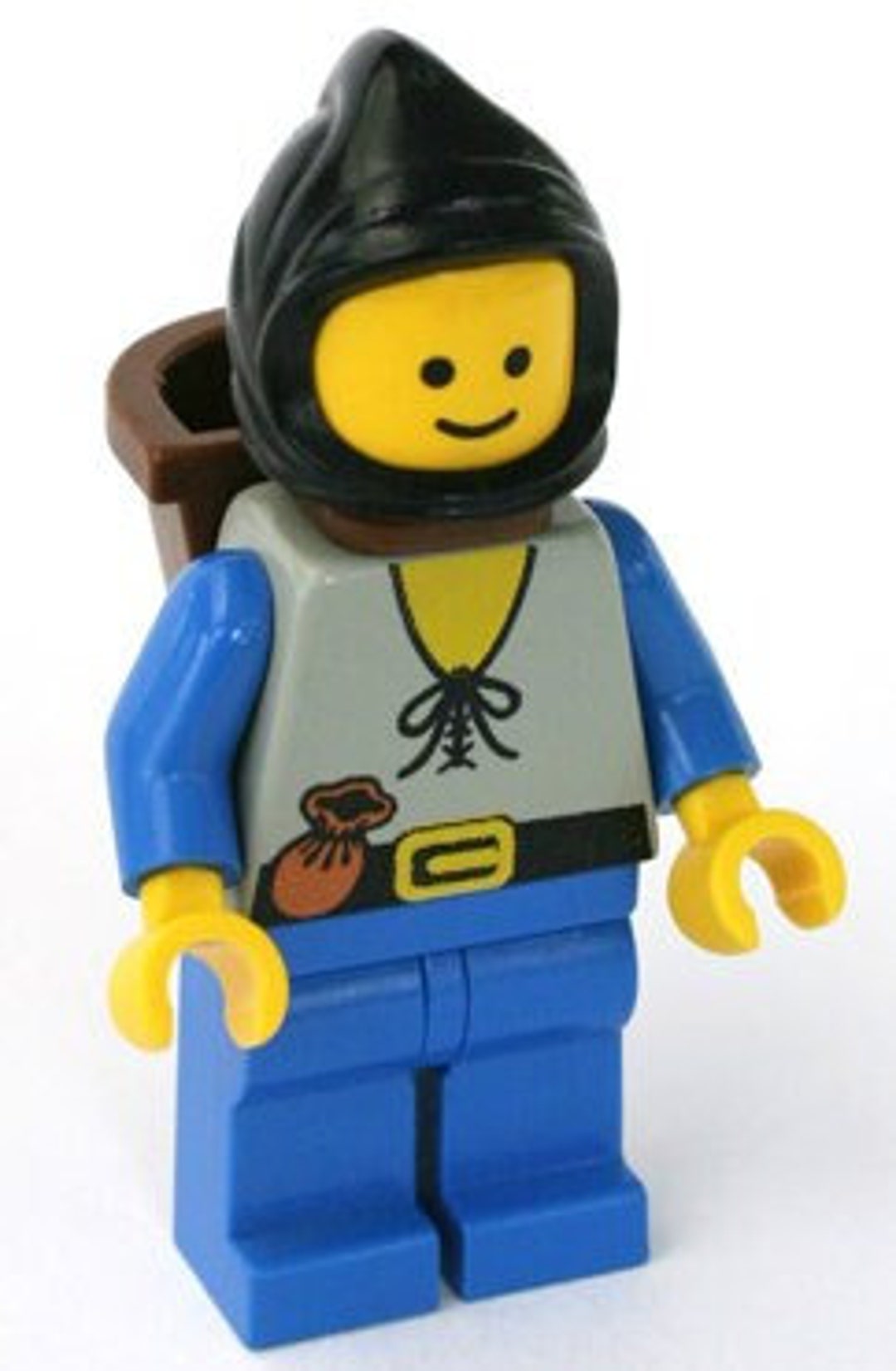 Lego Minifigure Kingdom Vintage Peasant Blue Legs Black Hood D
