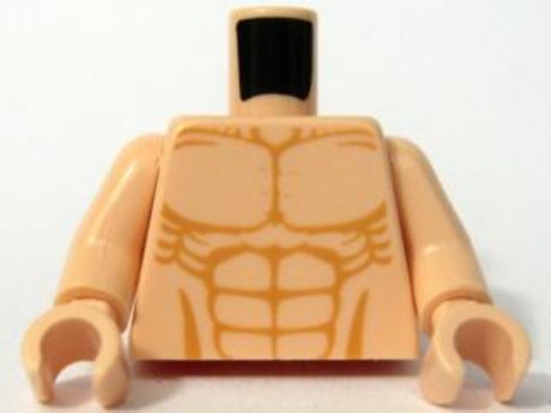 Lego Airplane Mechanic Torso Bare Chest With Muscles Outline Detailed ...