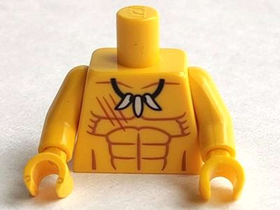 Lego Torso Bare Chest With Medium Nougat Muscles Outline, Dark Orange ...
