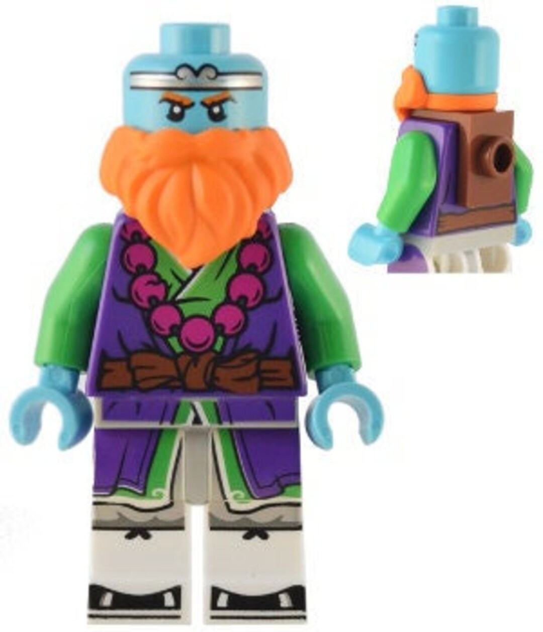 Lego MINIFIGURE Monk Sandy the Slayer Purple and Bright Green Robe ...