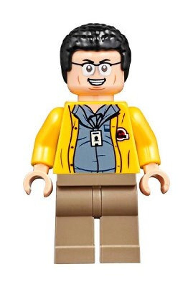 Lego MINIFIGURE Jurassic World Jurassic Park Dennis Nedry Evil Computer ...