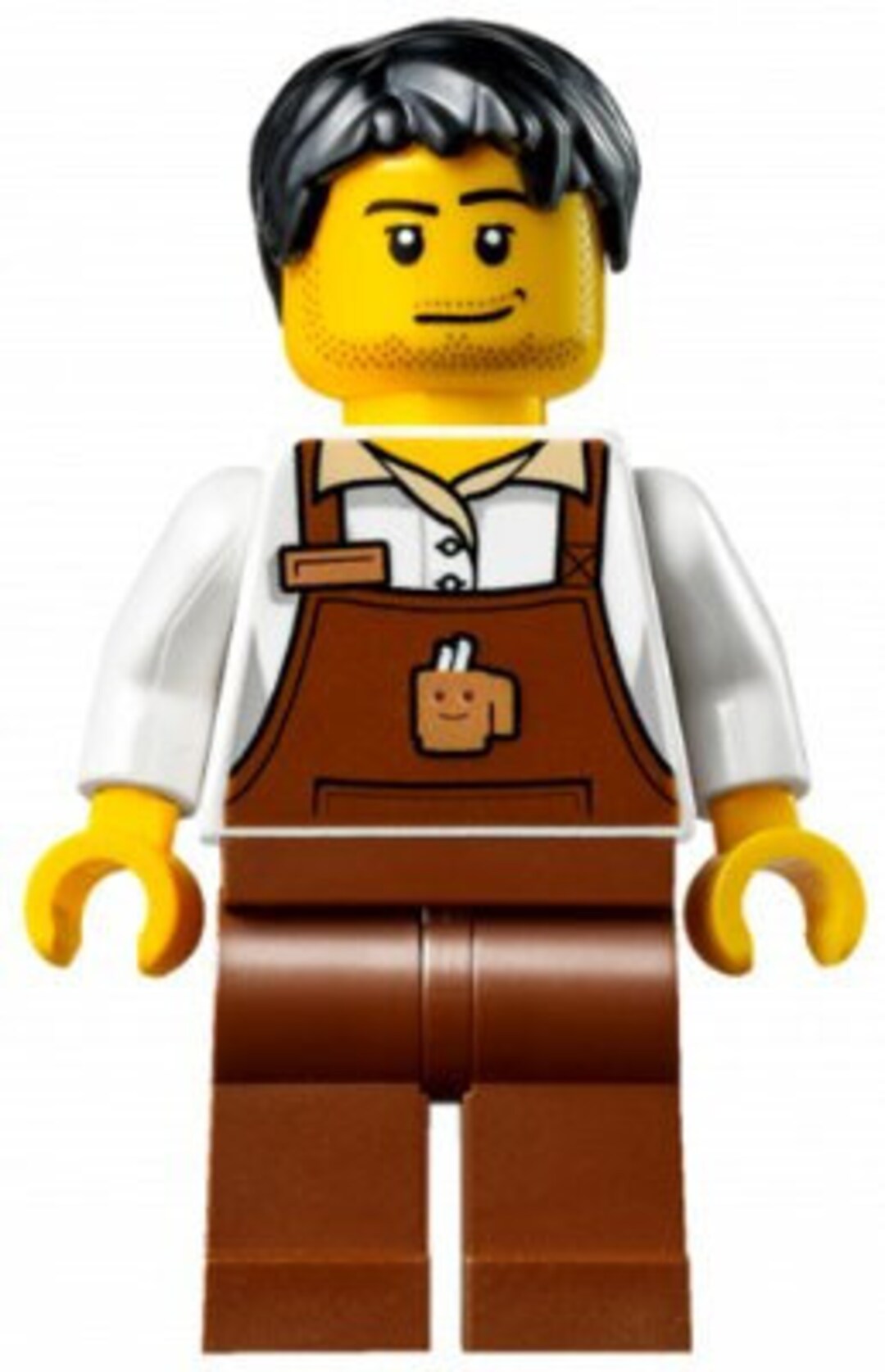 Lego MINIFIGURE Coffee Shop City Barista Apron Reddish Brown Ponytail ...
