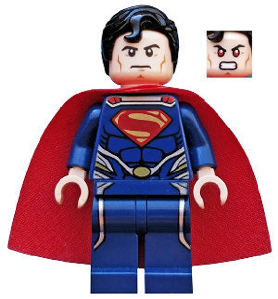 Lego MINIFIGURE Superman Dark Blue Suit - Etsy