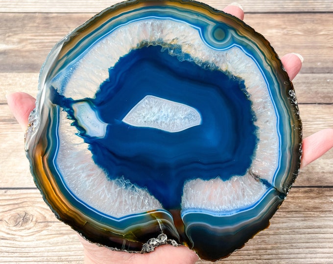 Extra Large Blue Agate Geode Slice - Mineral Specimen Rocks and ...