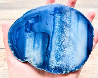 Blue Agate Slice Mineral Specimen Rocks and Crystals Agate Art Geode ...