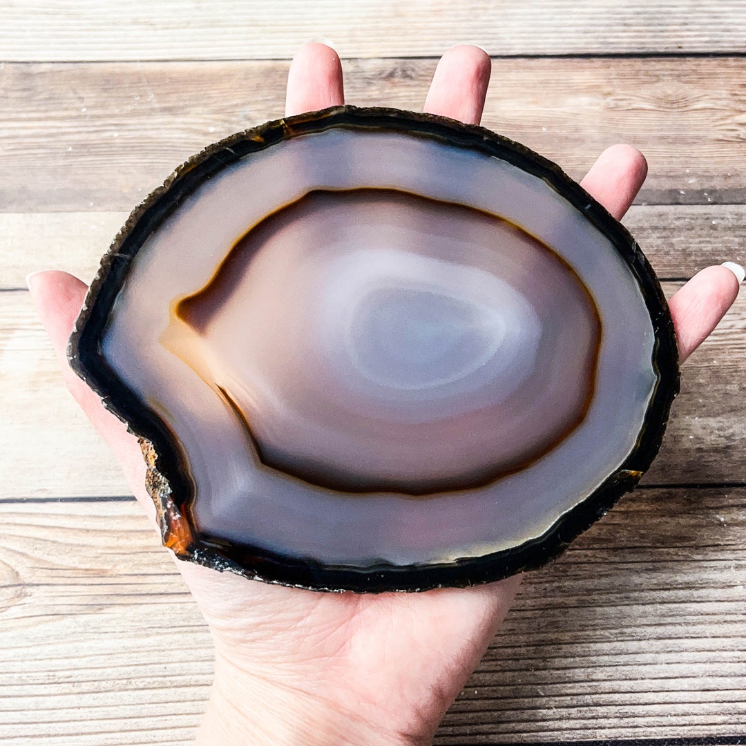 Extra Large Natural Agate Geode Slice Gray Brown Tan Mineral Specimen ...