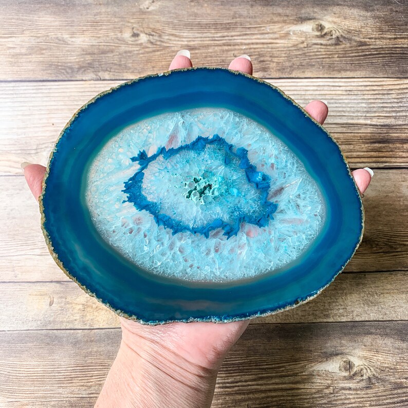 Extra Large Teal Blue Agate Geode Slice Mineral Specimen | Etsy