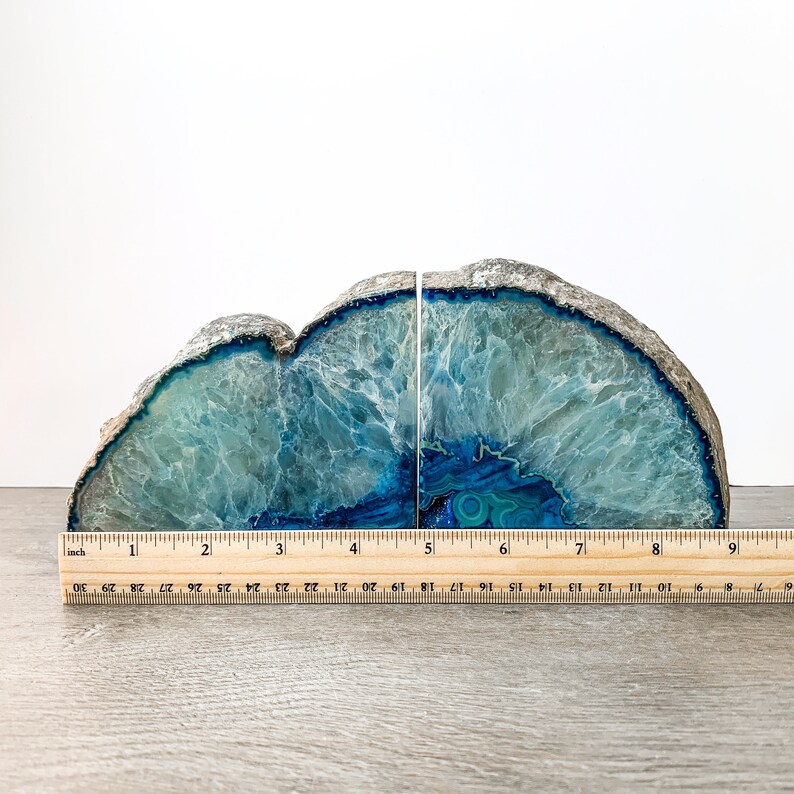 Blue Agate Bookends Geode Book Ends | Etsy