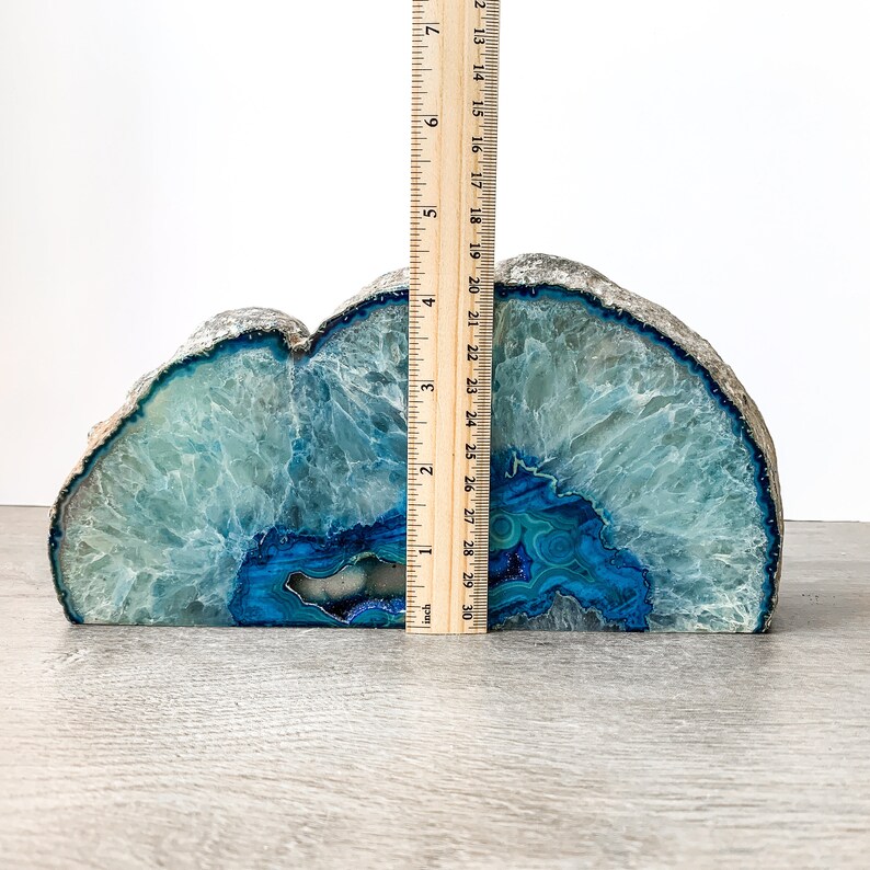 Blue Agate Bookends Geode Book Ends | Etsy