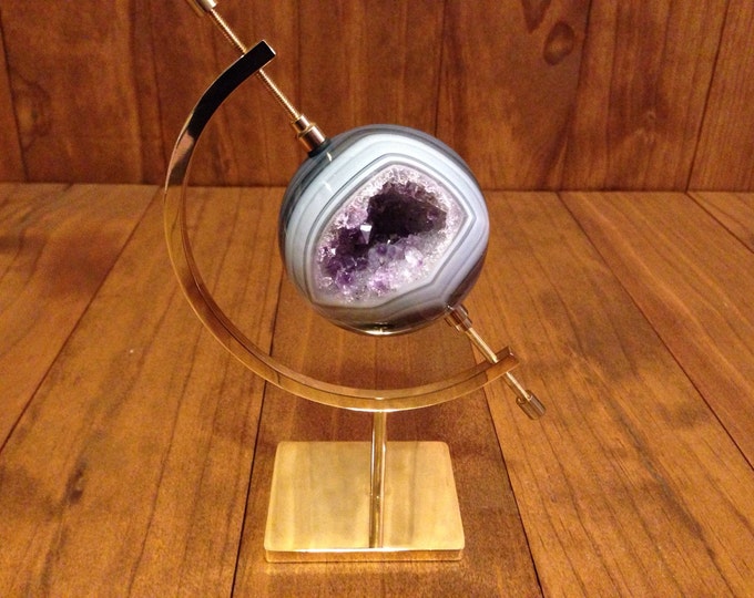 Amethyst Geode Sphere in a Gold Plated Caliper - Etsy