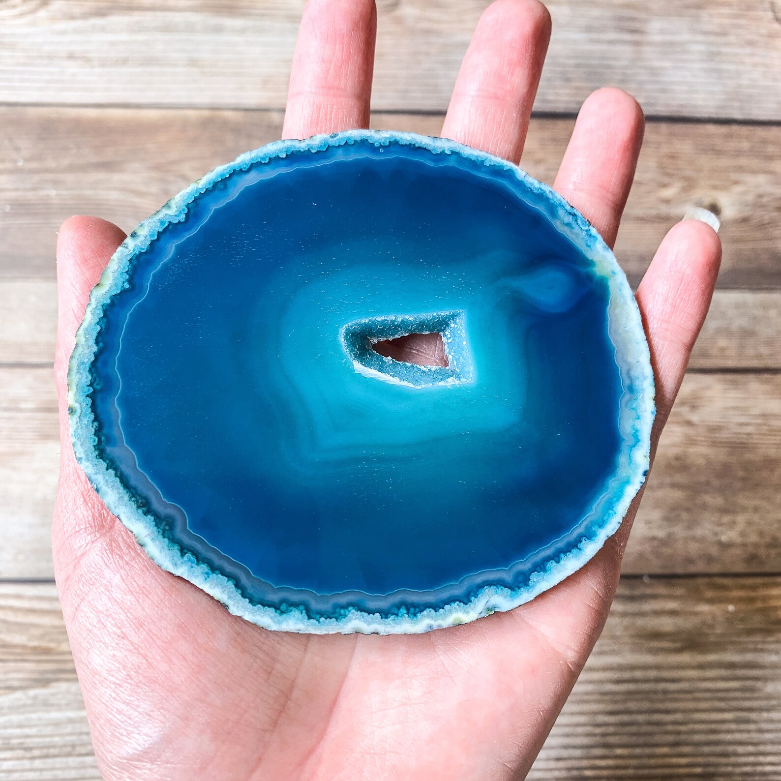 Teal Agate Slice Geode Slab Mineral Specimen Rocks and | Etsy