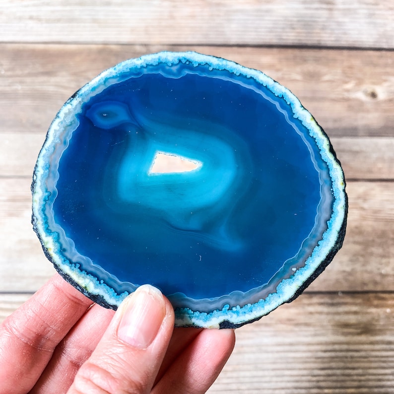 Teal Agate Slice Geode Slab Mineral Specimen Rocks and | Etsy