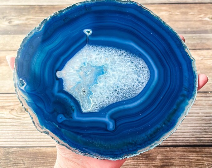 Extra Large Blue Agate Geode Slice - Mineral Specimen Rocks and ...