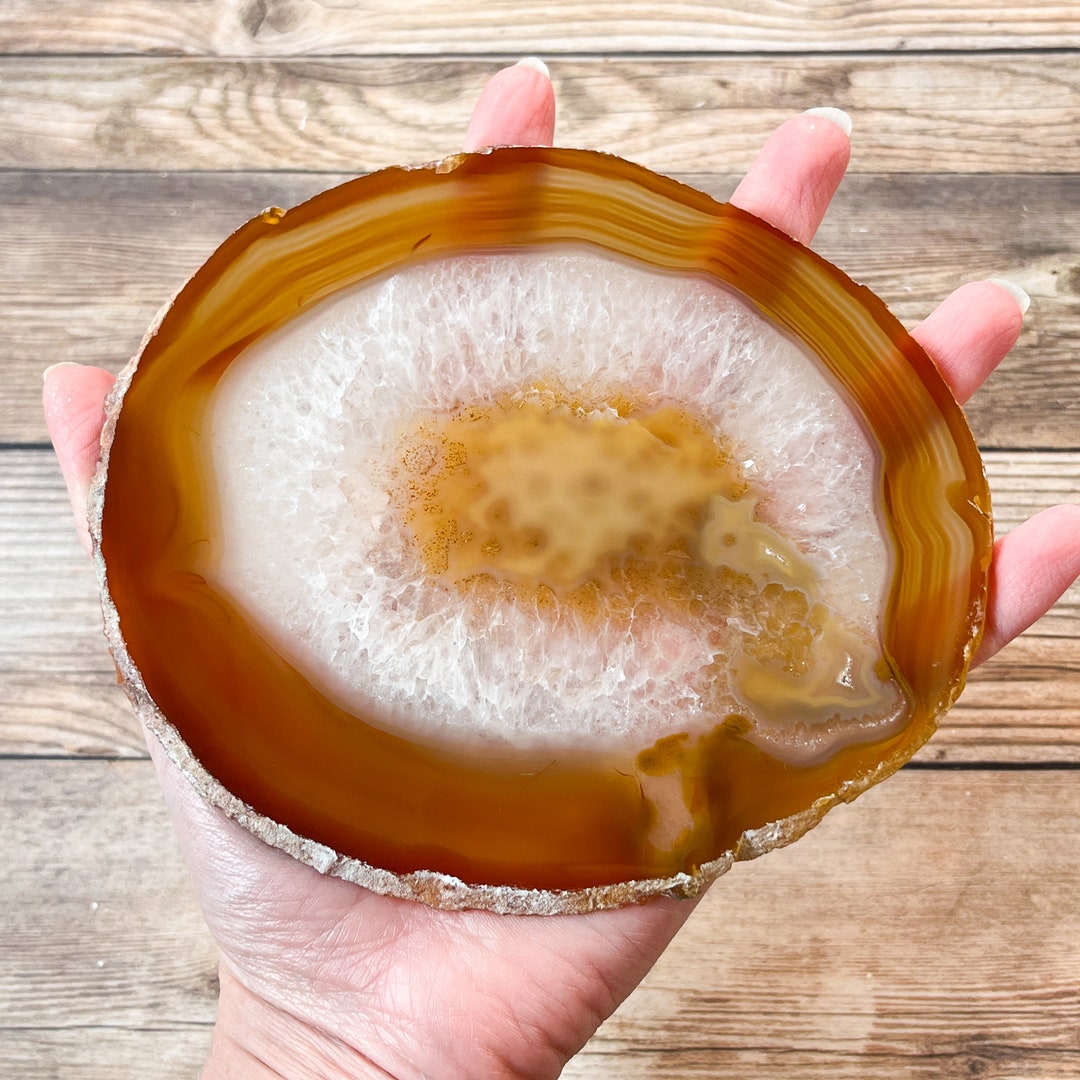 Extra Large Natural Agate Geode Slice - Brown Tan Gray Earth Tone ...