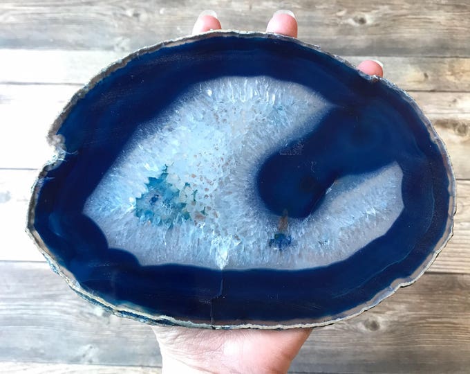 Extra Large Blue Agate Geode Slice - Mineral Specimen Rocks and ...