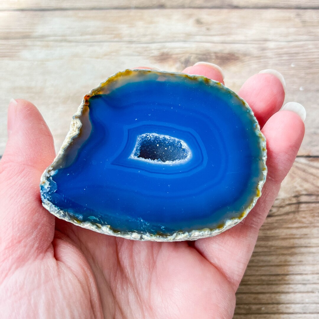 Hollow Agate Geode Blue Dyed Quartz Druzy Crystals - Etsy