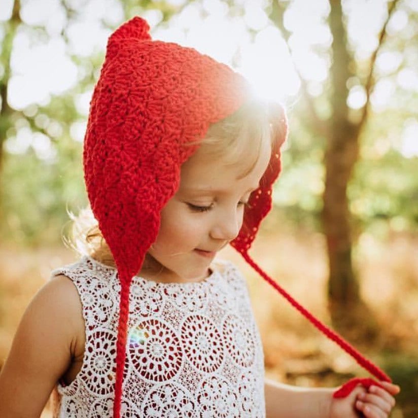 Baby Pixie Bonnet, Red Baby Hat, Crochet Baby Bonnet, Baby Pixie Hat ...