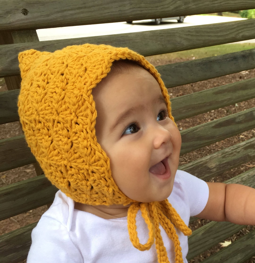 Pixie Bonnet, Crochet Baby Bonnet, Baby Bonnet Girl, Baby Hat With Ties ...