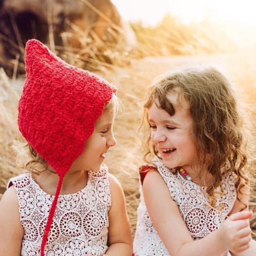Baby Pixie Bonnet, Red Baby Hat, Crochet Baby Bonnet, Baby Pixie Hat ...