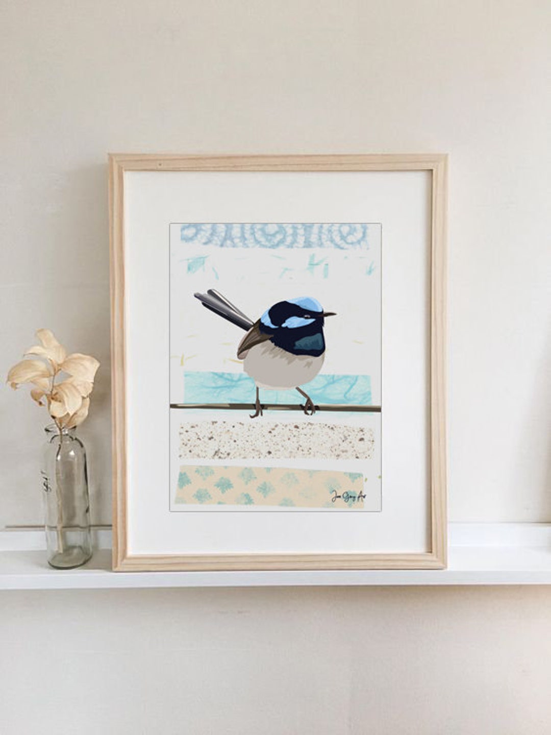 Blue Wren Printable Wall Art – Australian Bird Illustration, Superb ...