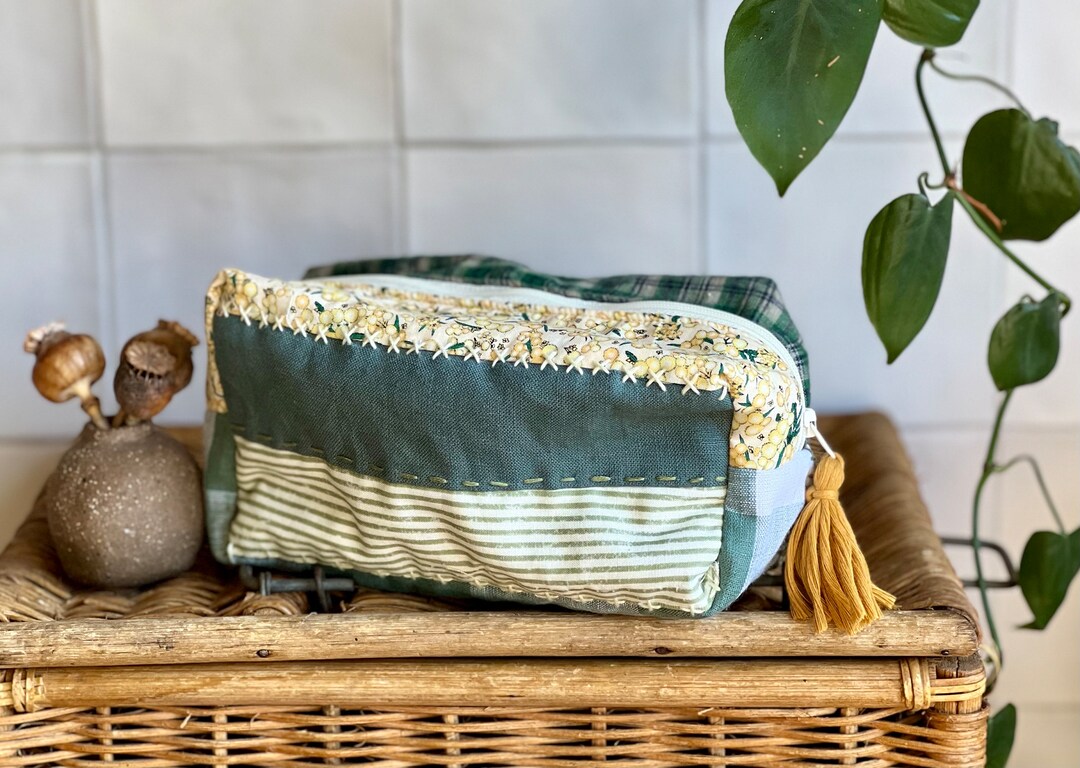 Green & Yellow Patchwork Makeup Pouch - Etsy