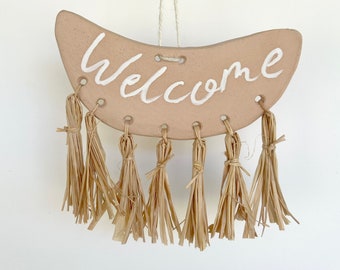 Welcome Hand Crafted Wall Hanging/clay Decor/air Dry Clay Welcome Sign ...