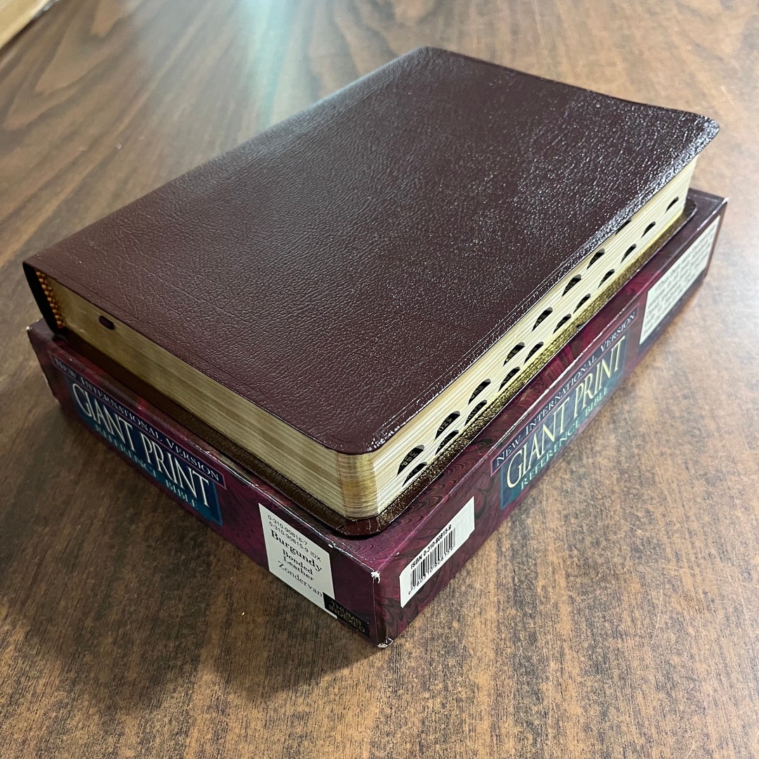 NIV 1984 Giant Print Reference Bible Thumb Indexed - Burgundy Bonded ...