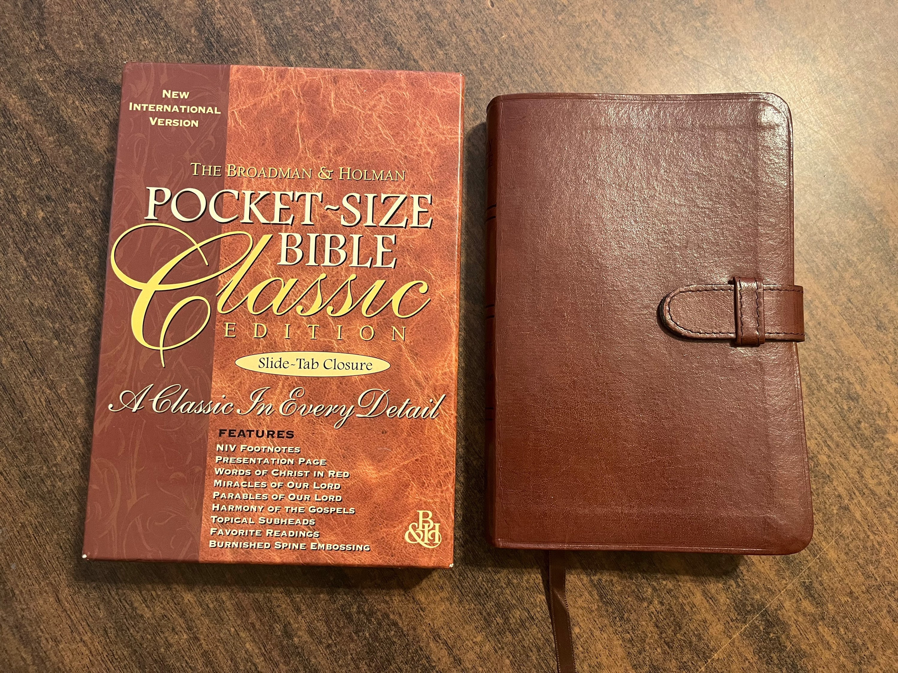 NIV 1984 Pocket Size Bible Side Tab Closure - Tan Bonded Leather -Out ...