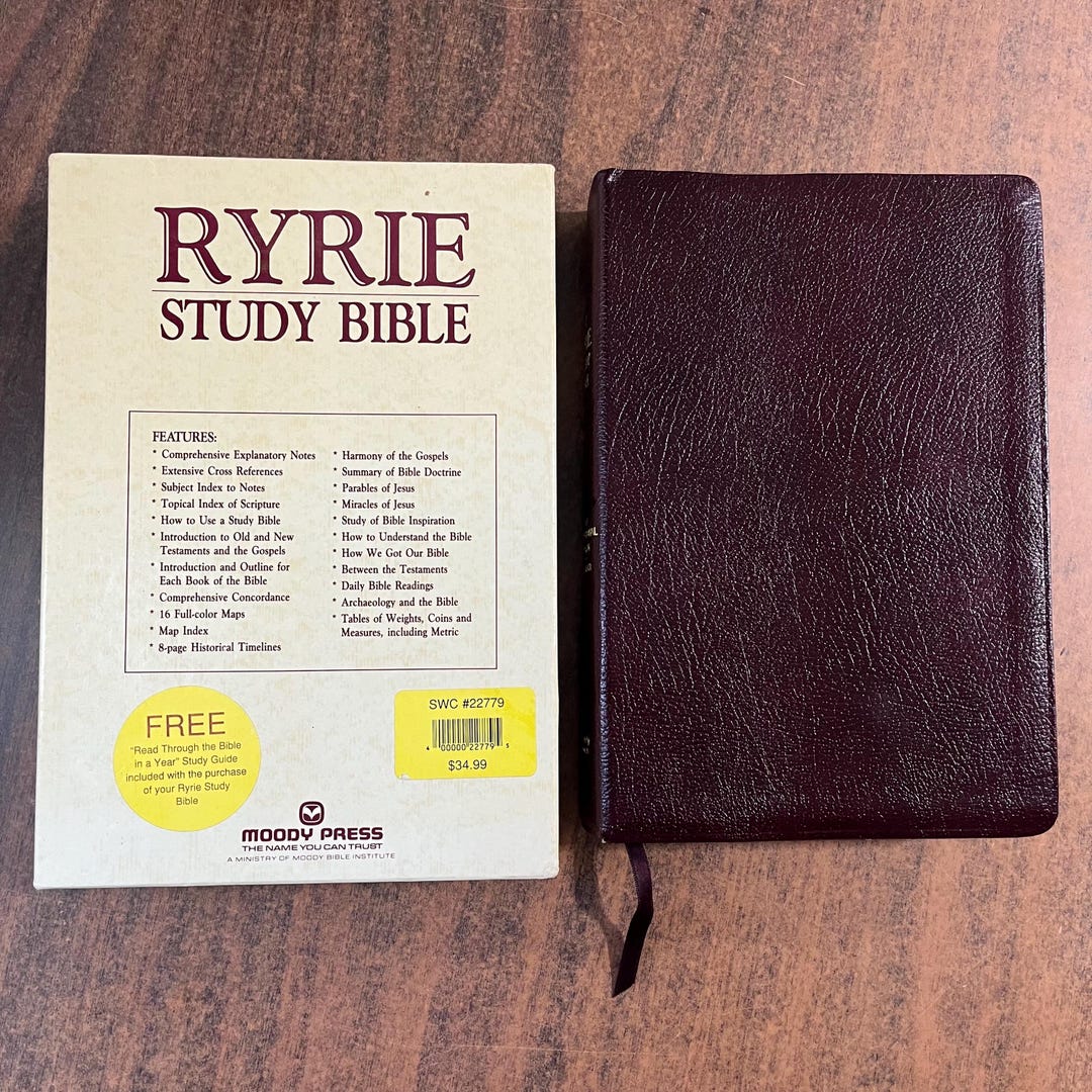 NIV 1984 Ryrie Study Bible - Burgundy Bonded Leather - Out of Print NIV ...
