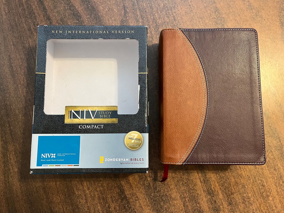 NIV 1984 Study Bible Compact Size - Tan / Burgundy Duotone - Out of ...