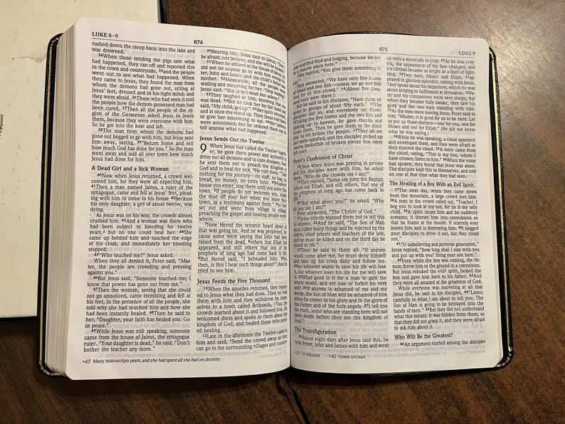 NIV 1984 Large Print Thinline Bible Black Top Grain Genuine Leather Out ...