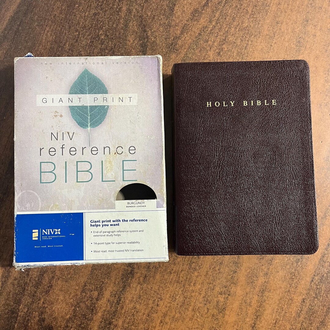 NIV 1984 Giant Print Reference Bible - Burgundy Bonded Leather - Out of ...