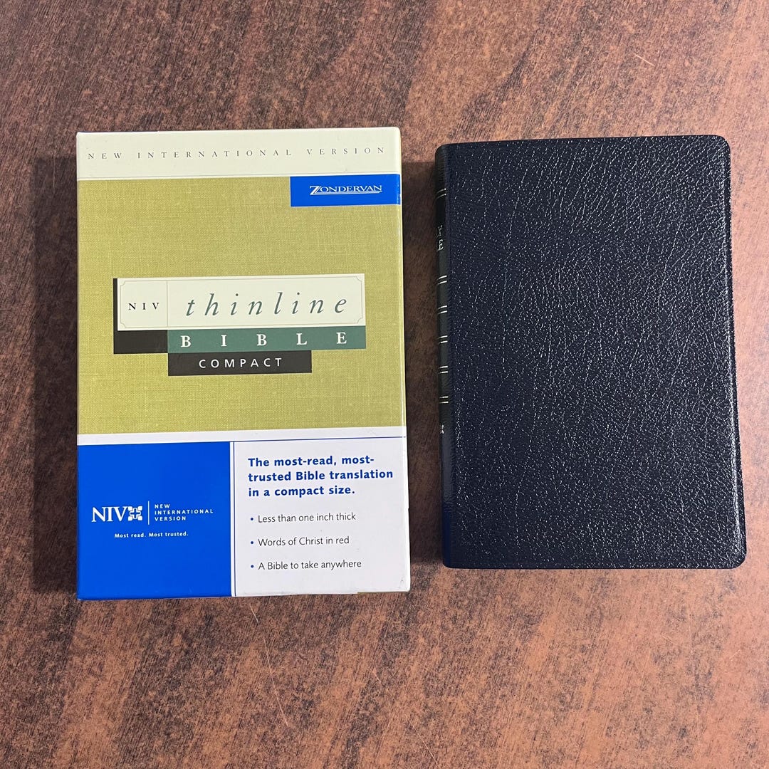 NIV 1984 Compact Thinline Bible - Navy Blue Bonded Leather -out of ...
