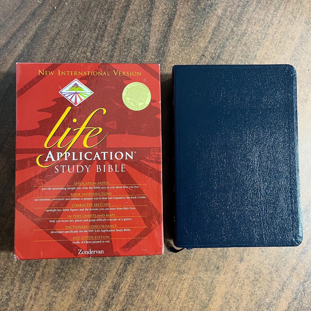 NIV 1984 Life Application Study Bible - Navy Bonded Leather - Printed ...