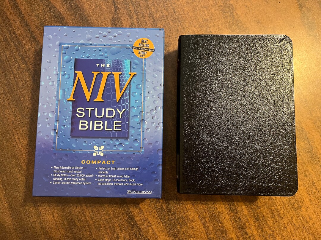 NIV 1984 Study Bible Compact Size - Black Bonded Leather - Out of Print ...