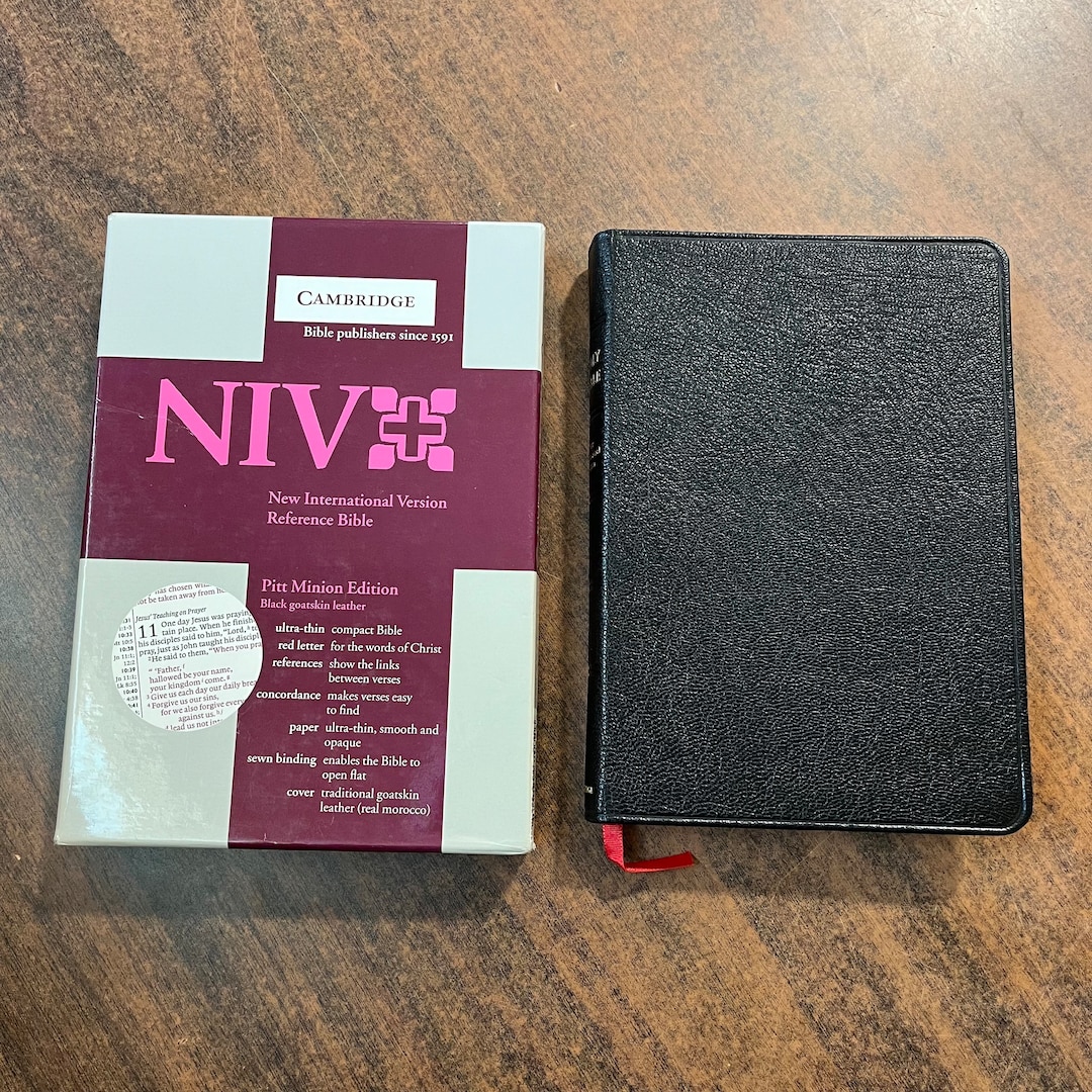 NIV 1984 Cambridge Pitt Minion Bible - Black Goatskin Genuine Leather ...