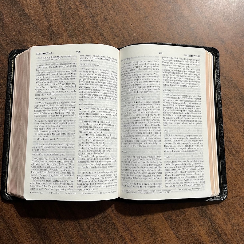 NIV 1984 Cambridge Bible, Double Column Text - Black Goatskin Genuine ...