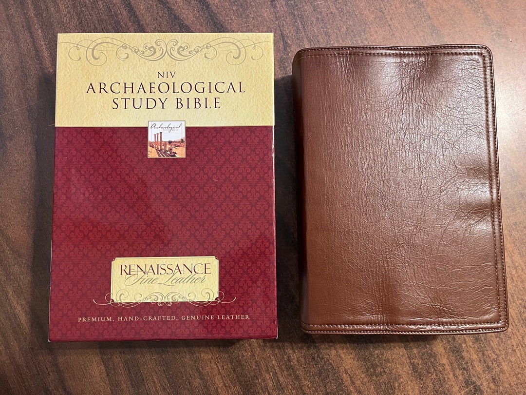 NIV 1984 Archaeological Study Bible - Venetian Brown Renaissance Fine ...