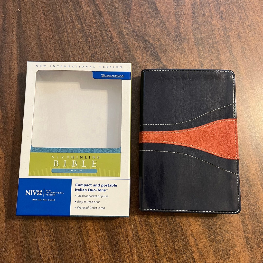 NIV 1984 Compact Thinline Bible - Navy / Rust Duotone -out of Print NIV ...