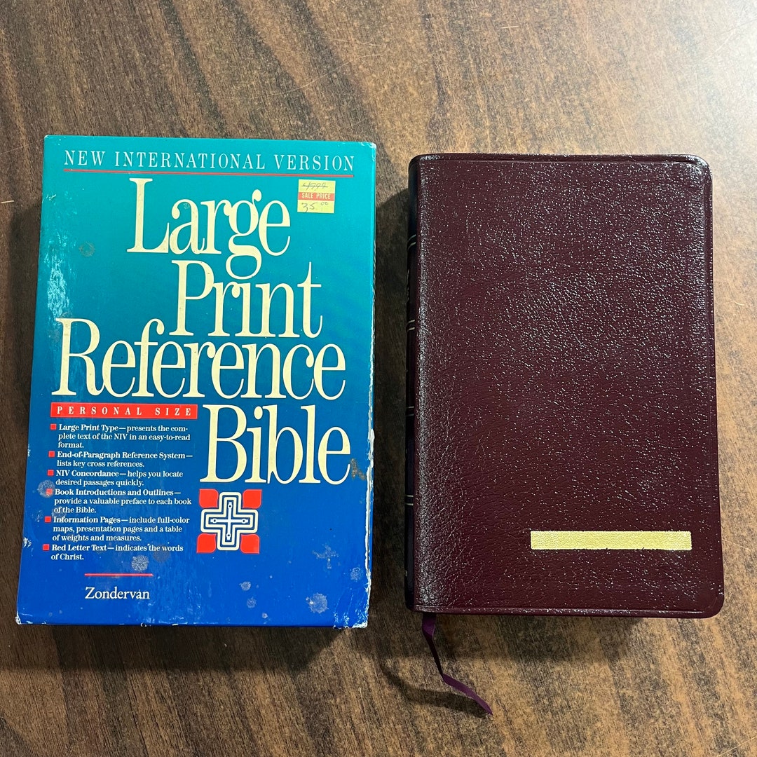 NIV 1984 Large Print Reference Bible - Burgundy Bonded Leather - Out of ...