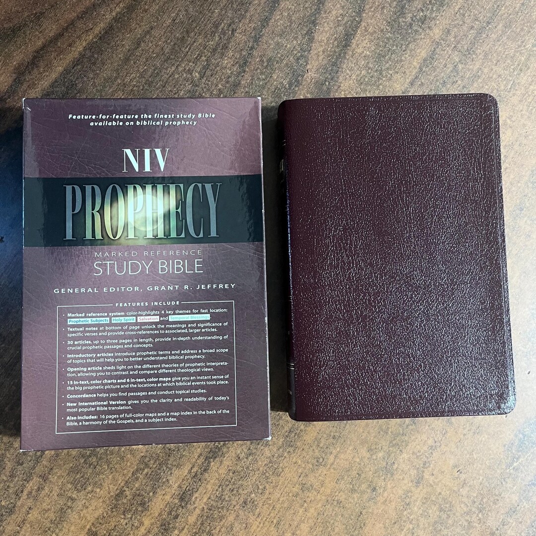 NIV 1984 Prophecy Study Bible With Marked Reference - Burgundy Bonded ...
