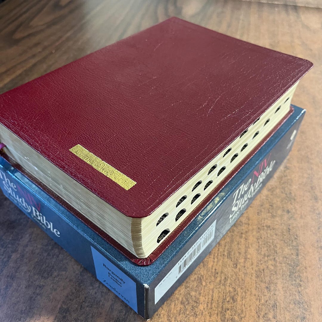 NIV 1984 Large Print Study Bible Thumb Indexed - Burgundy Bonded ...