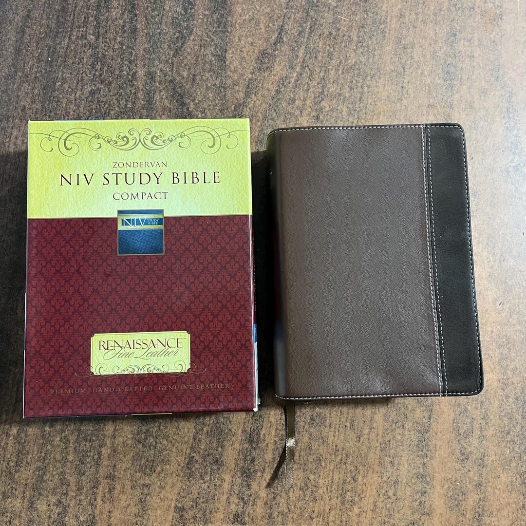 NIV 1984 Study Bible Compact Size - Renaissance Fine Genuine Leather ...