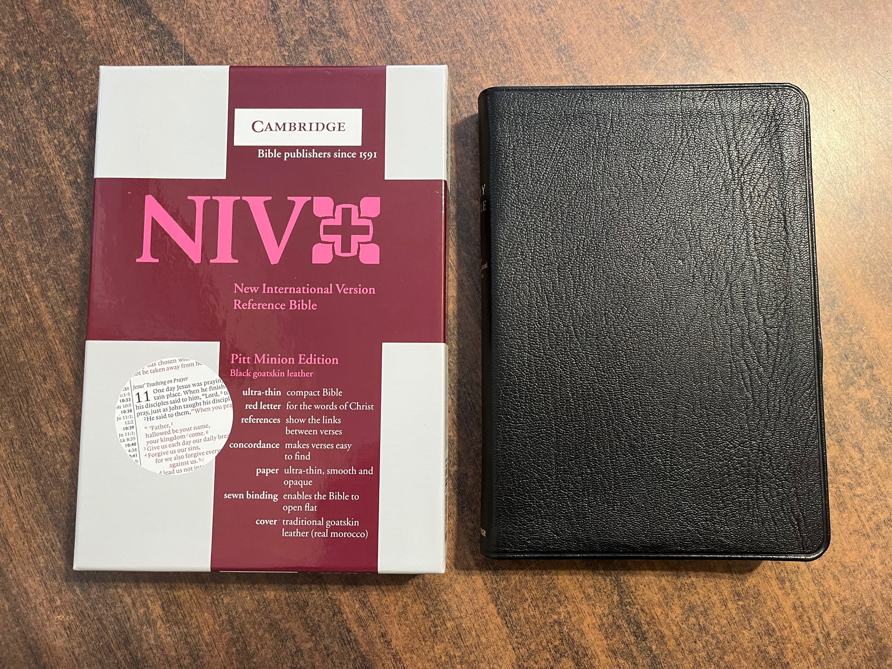 NIV 1984 Cambridge Pitt Minion Bible - Black Goatskin Genuine Leather ...