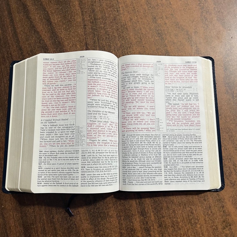 NIV 1984 Large Print Study Bible Navy Bonded Leather Out of Print NIV ...