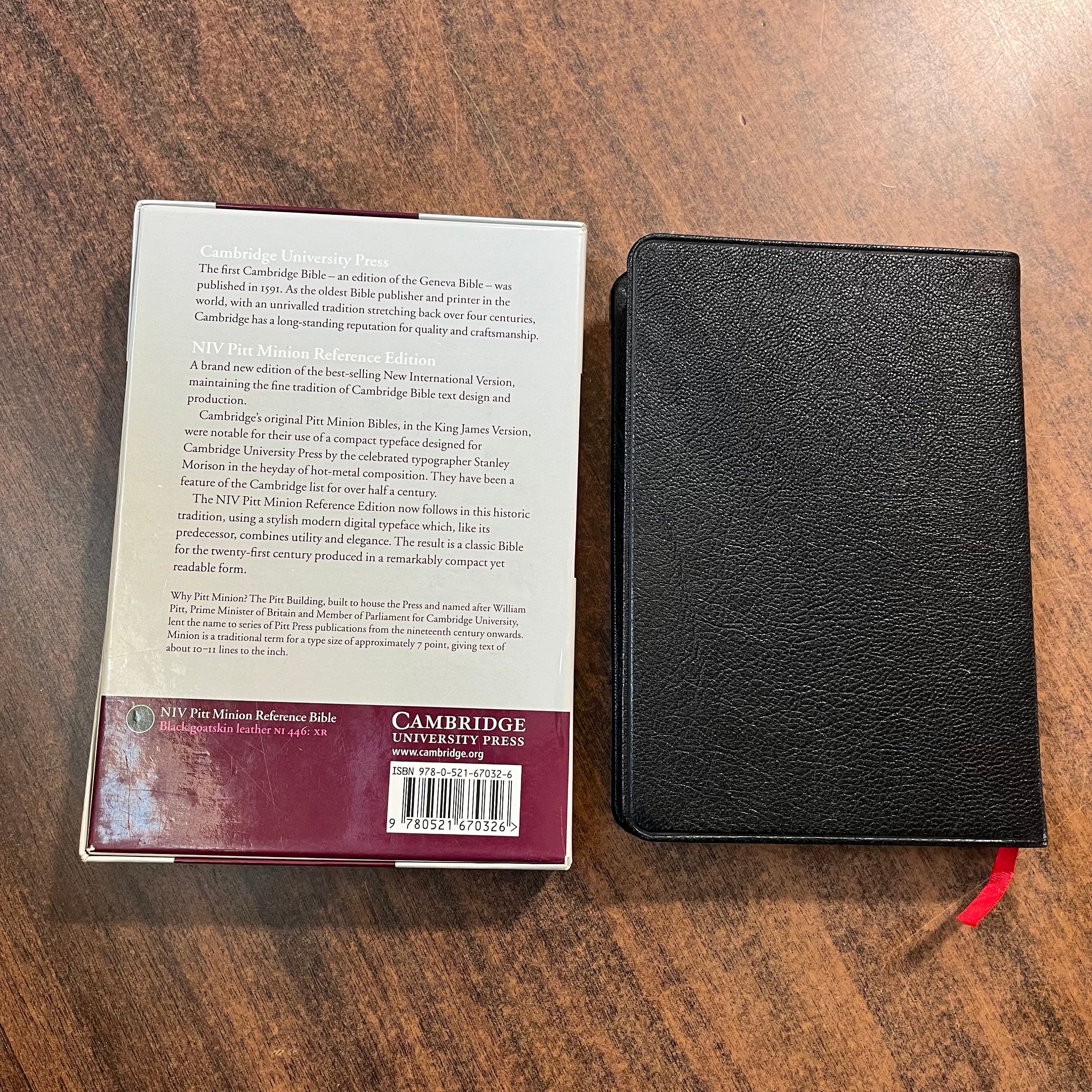 NIV 1984 Cambridge Pitt Minion Bible - Black Goatskin Genuine Leather ...