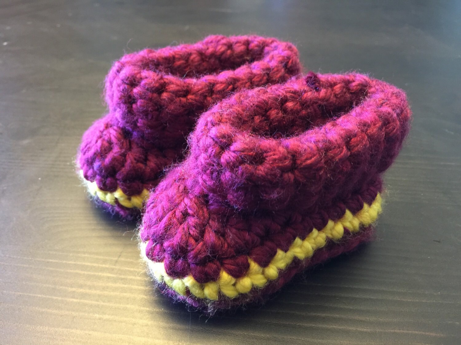 4" Soles - Maroon/yellow Plush Baby Booties - Etsy