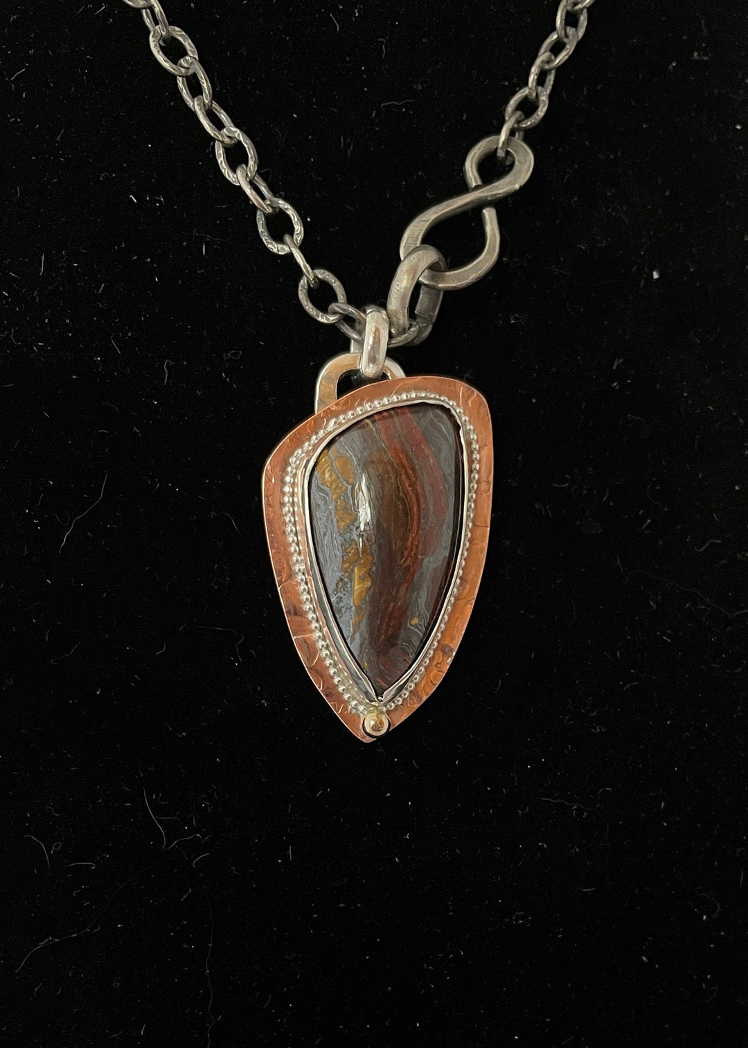 Freeform, Banded Iron Tiger Gem Stone, Copper, Sterling Silver and Gold ...