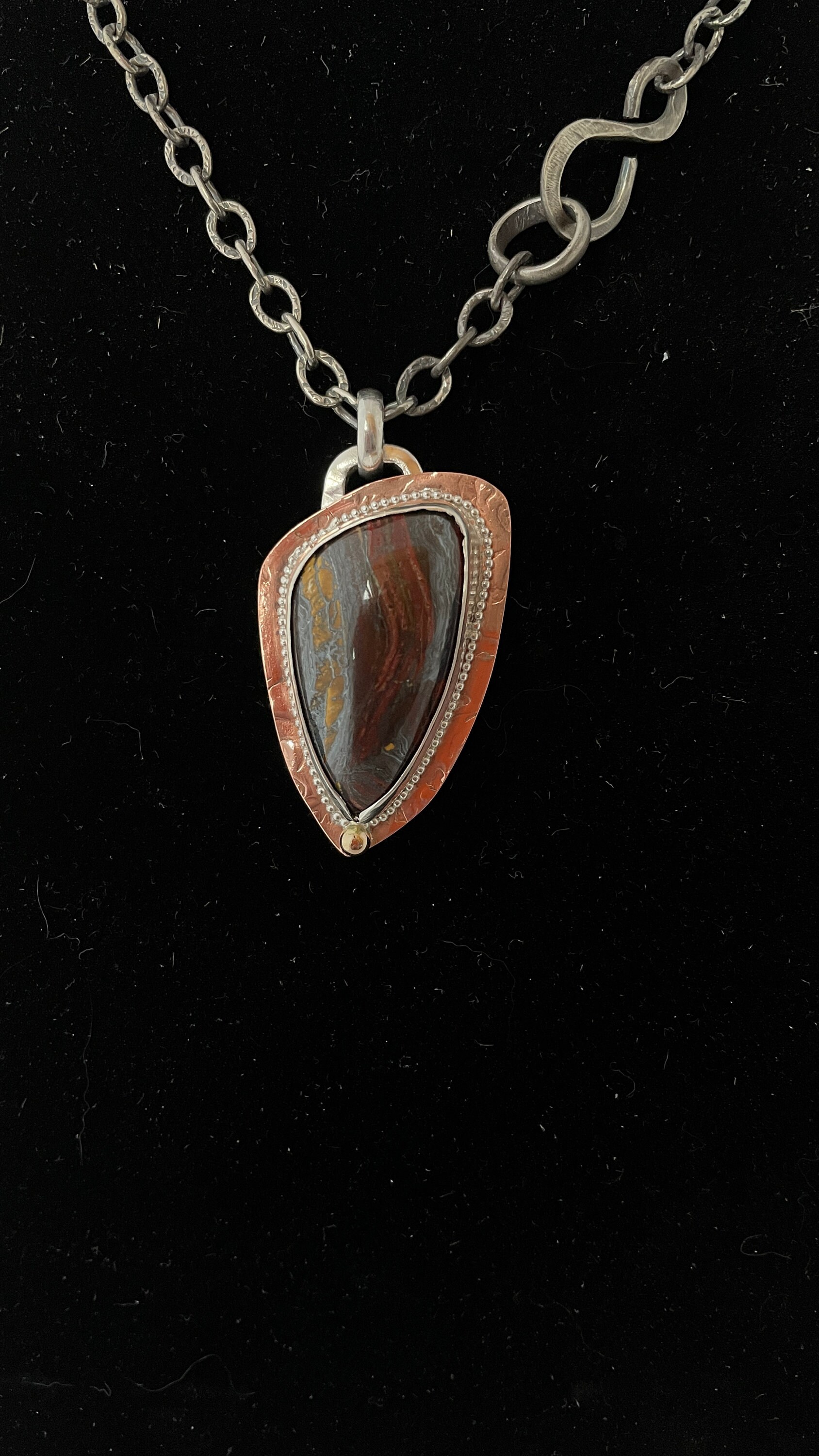 Freeform, Banded Iron Tiger Gem Stone, Copper, Sterling Silver and Gold ...
