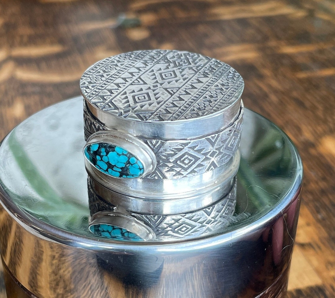 A Southwest Inspired Sterling Silver and Turquoise Ring box - Etsy